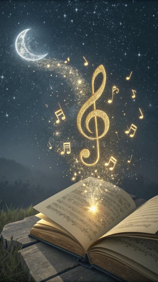 Inspiring Creativity and Imagination, Musical Notes Rising from Open ...