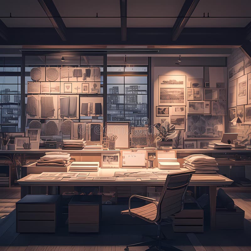 Inspiring Design Studio Office Space Stock Illustration - Illustration ...