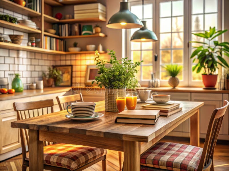 Inspiring Dining Space: a Cozy Table Setting with Books and a Warm ...