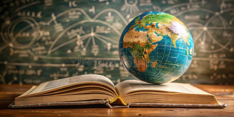Inspiring Education Concept Globe Textbooks Chalkboard and Math ...