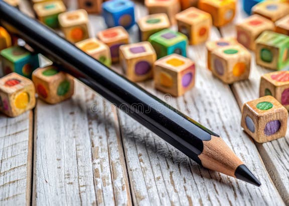 Inspiring Educational Backdrop Black Pencil and Alphabet Blocks on ...