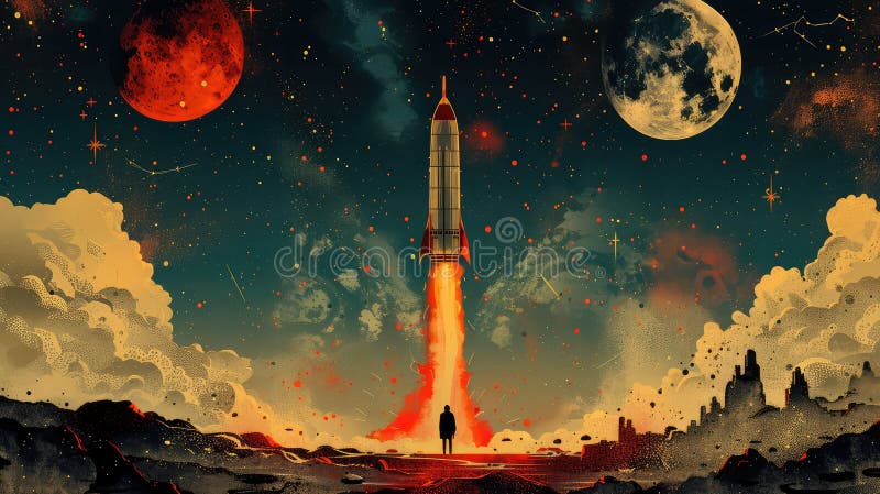 Inspiring Illustration of a Hand Launching a Rocket into the Celestial ...