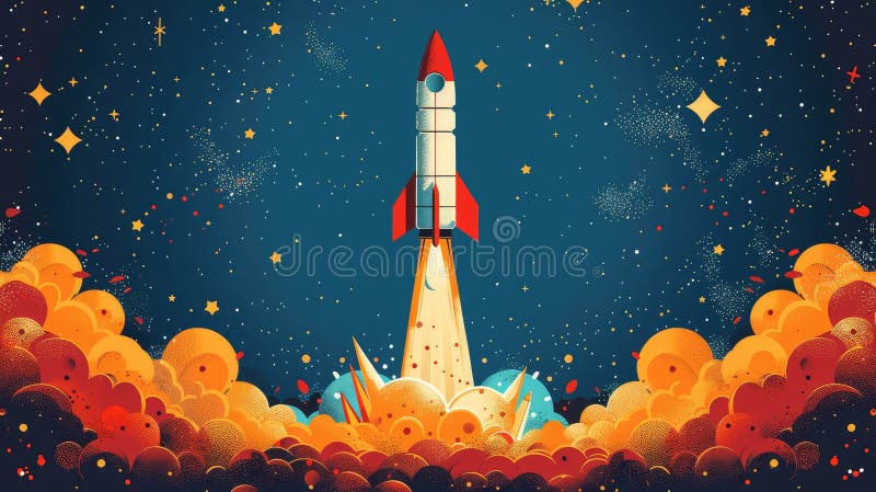 Inspiring Illustration of a Hand Launching a Rocket into the Celestial ...