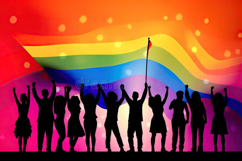 Standing Together: Silhouettes United with the LGBT Rainbow Flag ...
