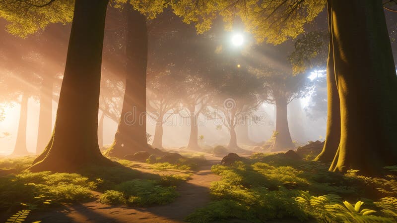 An Inspiring Image of a Forest with a Path and Trees AI Generative ...