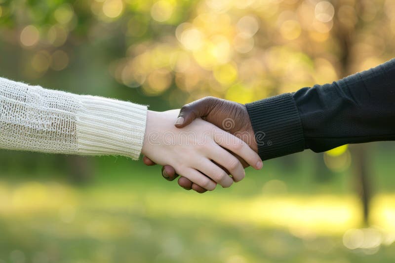 Diverse Hands Shaking Against a Vibrant Background Stock Image - Image ...