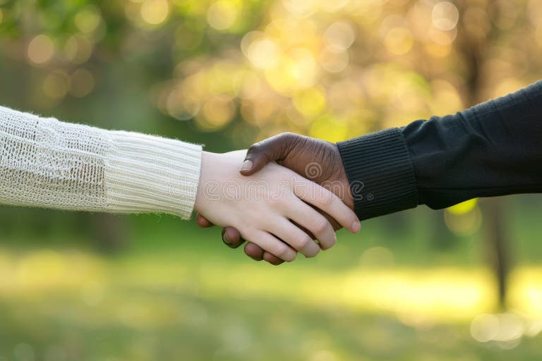 Diverse Hands Shaking Against a Vibrant Background Stock Image - Image ...