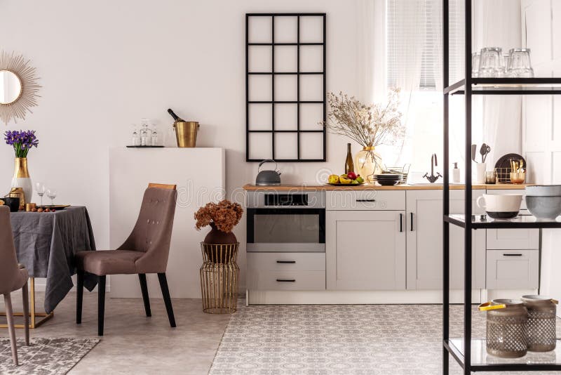 Inspiring Kitchen and Dining Room Interior Idea with White Kitchen ...