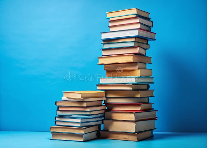 Inspiring Knowledge a Stack of Books Against a Vibrant Azure Sky ...