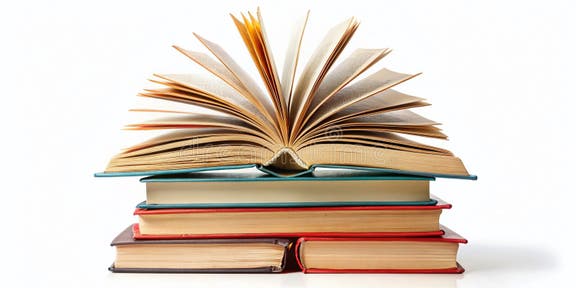 Inspiring Knowledge a Stack of Books and Open Text a Visual ...