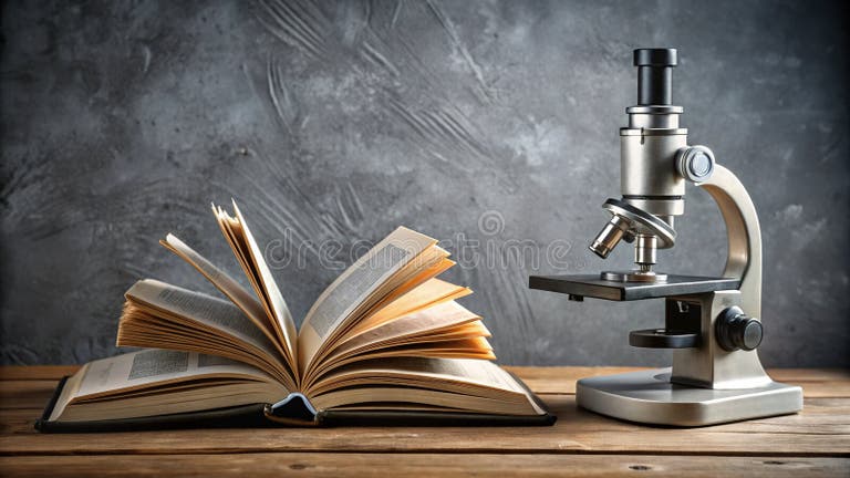 Inspiring Learning Books Microscope and a Grey Tabletop for Educational ...