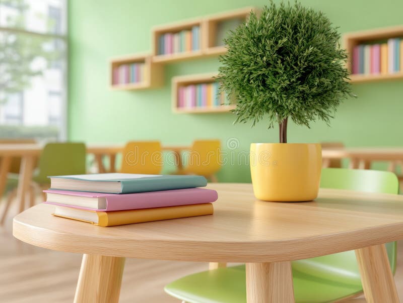 Inspiring Learning Environment Colorful Classroom with Books and ...