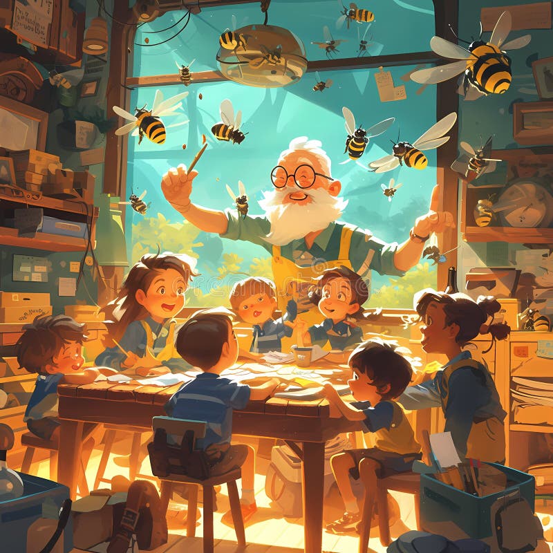 Inspiring Learning: a Gathering of Young Minds Stock Illustration ...