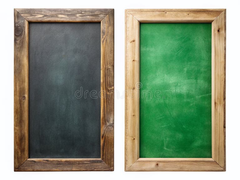 Inspiring Learning Space Empty Black and Green Chalkboards in Wooden ...