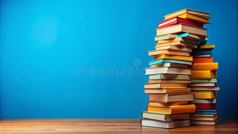 Inspiring Library Book Stack Design Element a Tall Stack of Books ...