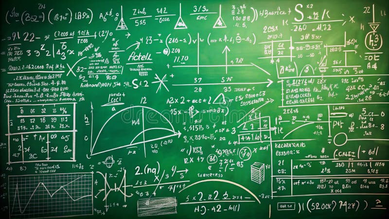 Inspiring Math Equations on a Green Chalkboard a Panoramic Educational ...