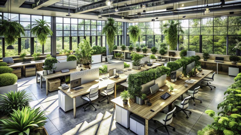 Inspiring Modern Office Space Large Windows Productivity Workstations ...