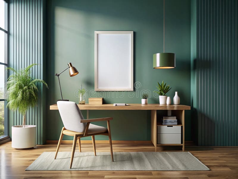 Inspiring Modern Study Space a 3D Rendered Interior Design Featuring a ...