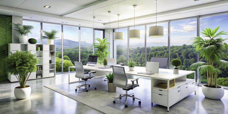 Inspiring Modern Workspace a Serene and Productive White Office ...