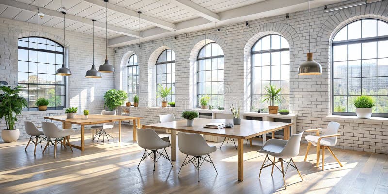 Inspiring Nordic Coworking Space Bright Open Plan Office with White ...