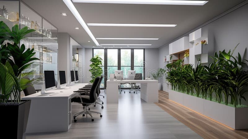 Inspiring Office Interior Design Contemporary Style Generative AI AIG ...