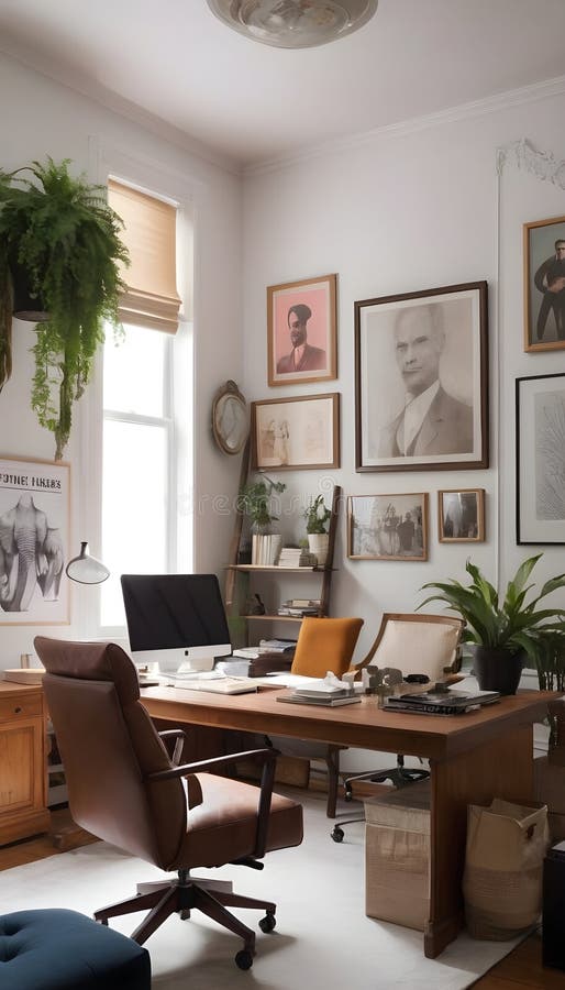 An Inspiring Office Interior Design with Eclectic Style Collab. Stock ...
