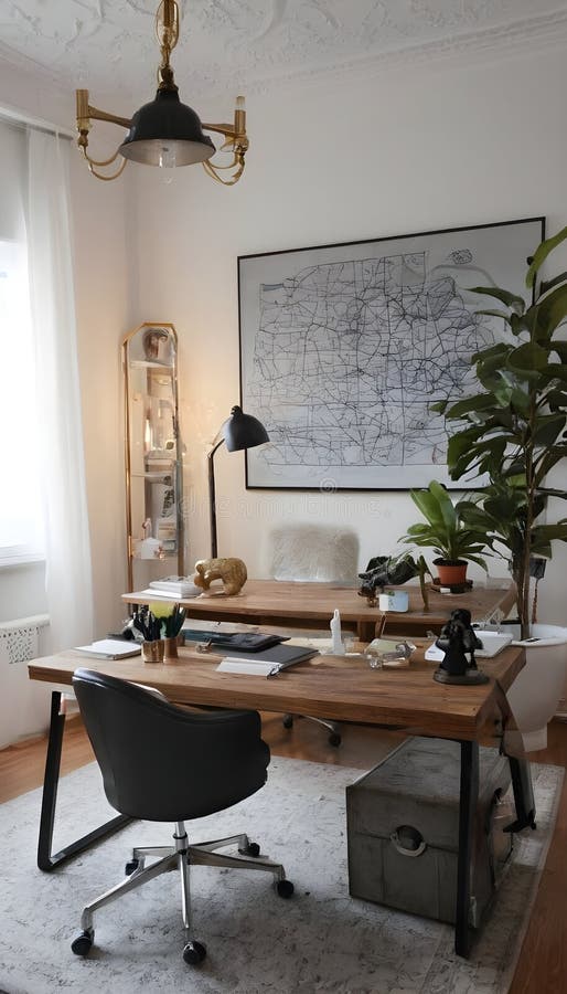 An Inspiring Office Interior Design with Eclectic Style Collab. Stock ...