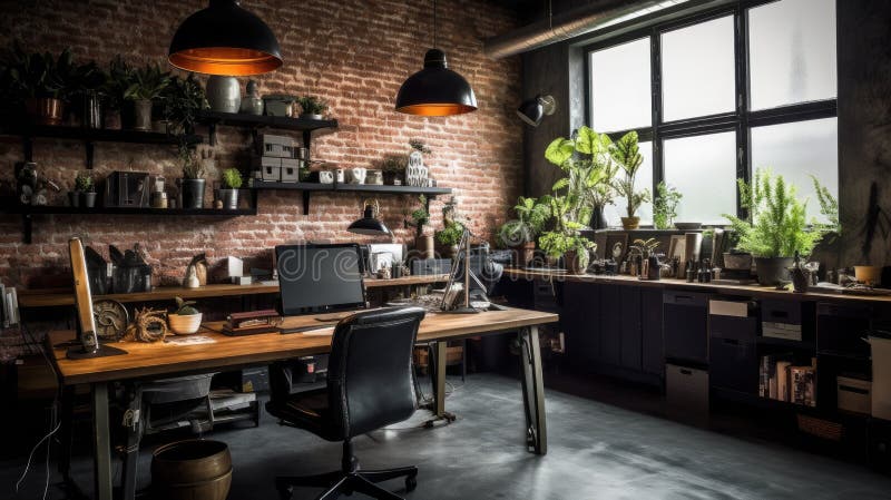 Inspiring Office Interior Design Industrial Style Generative AI AIG 31 ...