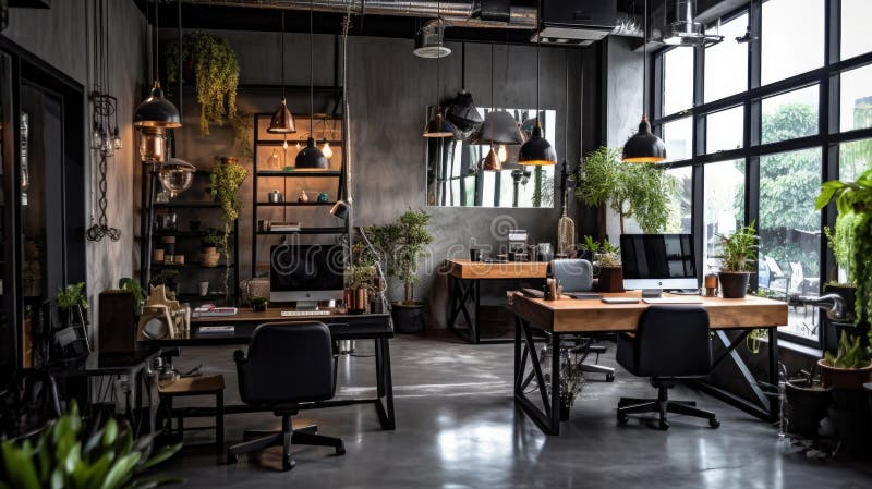 Inspiring Office Interior Design Industrial Style Generative AI AIG 31 ...