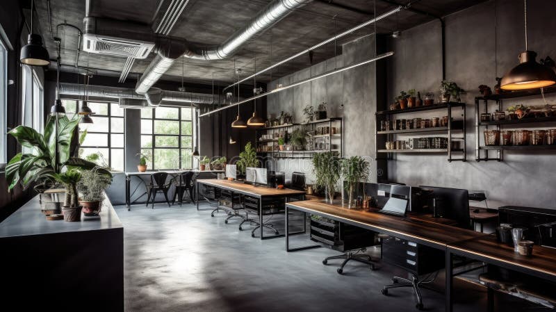 Inspiring Office Interior Design Industrial Style Generative AI AIG 31 ...