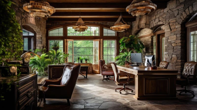 Inspiring Office Interior Design Rustic Style Generative AI AIG 31 ...
