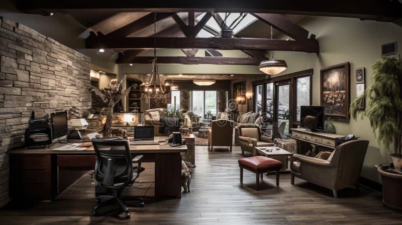 Inspiring Office Interior Design Rustic Style Generative AI AIG 31 ...