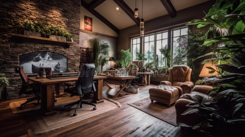 Inspiring Office Interior Design Rustic Style Generative AI AIG 31 ...