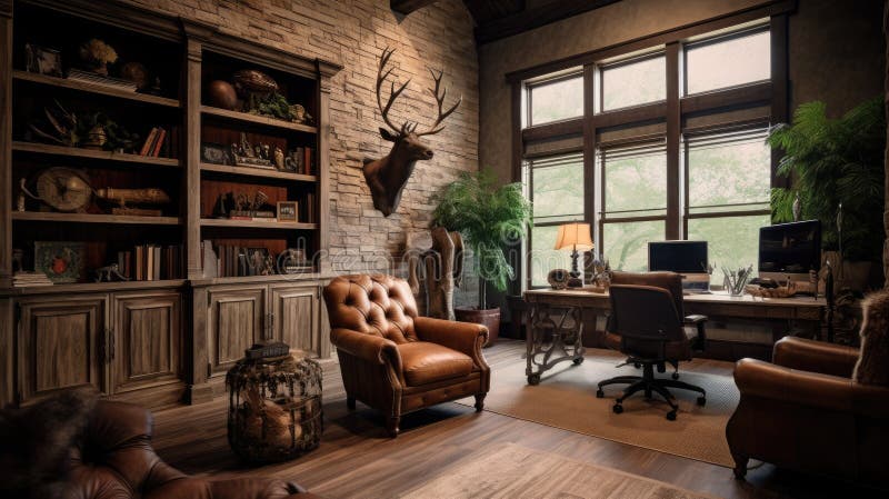 Inspiring Office Interior Design Rustic Style Generative AI AIG 31 ...