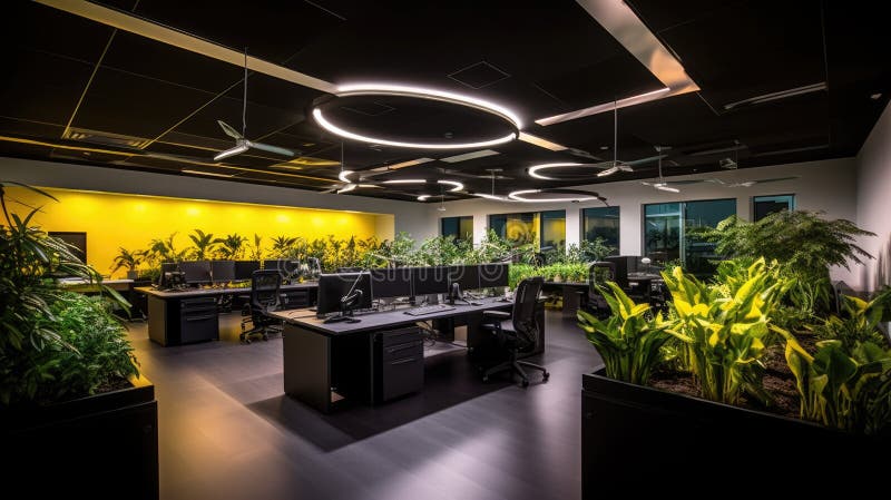 Inspiring Office Interior Design Tech-inspired Style Generative AI AIG ...