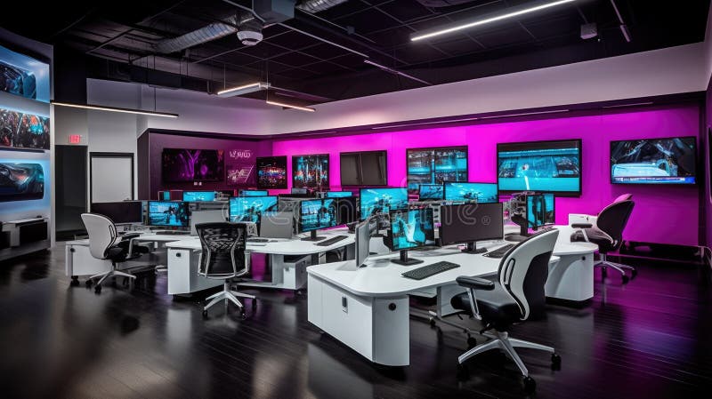 Inspiring Office Interior Design Tech-inspired Style Generative AI AIG ...