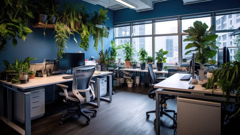 Inspiring Office Interior Design Tech-inspired Style Generative AI AIG ...