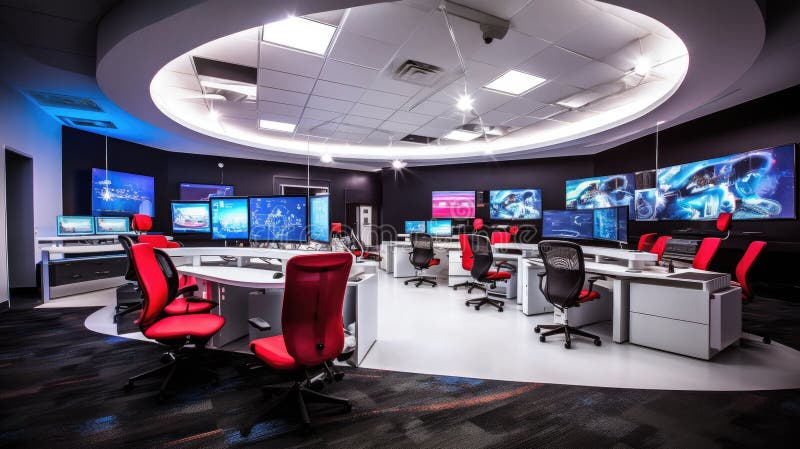 Inspiring Office Interior Design Tech-inspired Style Generative AI AIG ...