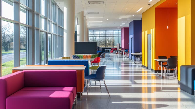 Inspiring Open Workspace Colorful Seating Natural Light Collaborative ...
