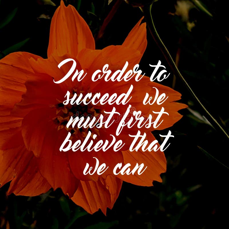 Inspiring Quotation with Fancy Lettering Stock Image - Image of believe ...