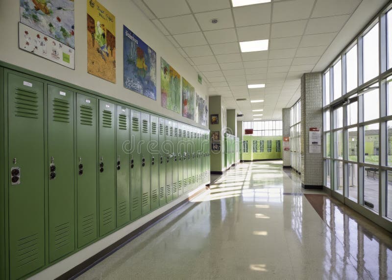 Inspiring School Hallway Design: Green Lockers, Bright Lighting, and a ...