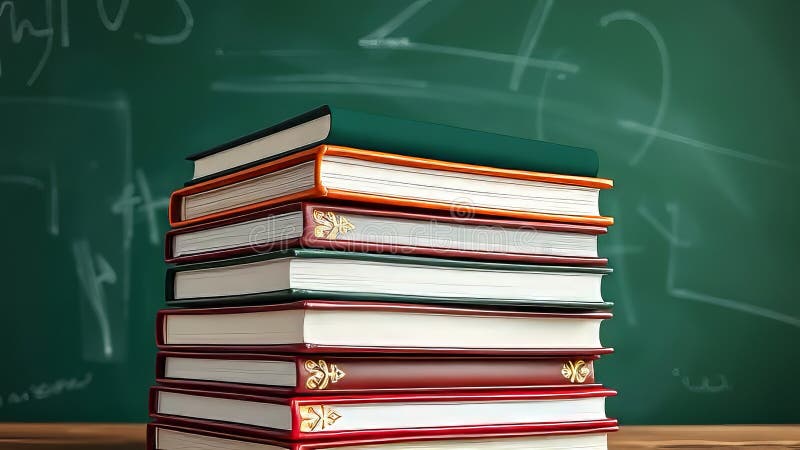 Inspiring Stack of Books on a Vibrant Green Chalkboard Educational ...