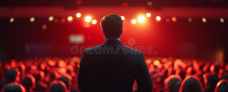 An Inspiring TED Talk Scene with Charismatic Speaker on Stage in a ...