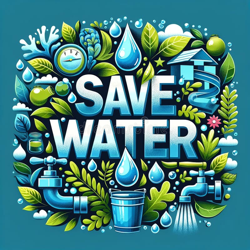 Save Water Eco Conservation Concept Stock Illustration - Illustration ...