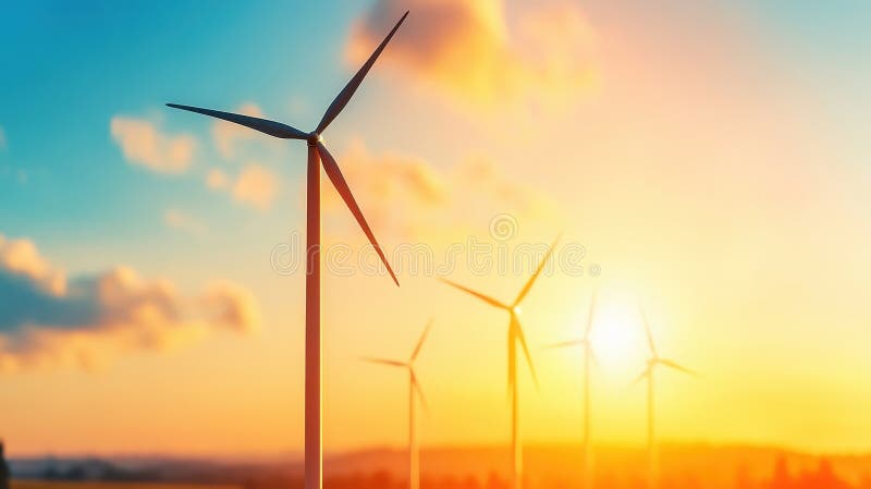 Inspiring Visual of Wind Turbines Generating Clean Energy Stock Photo ...