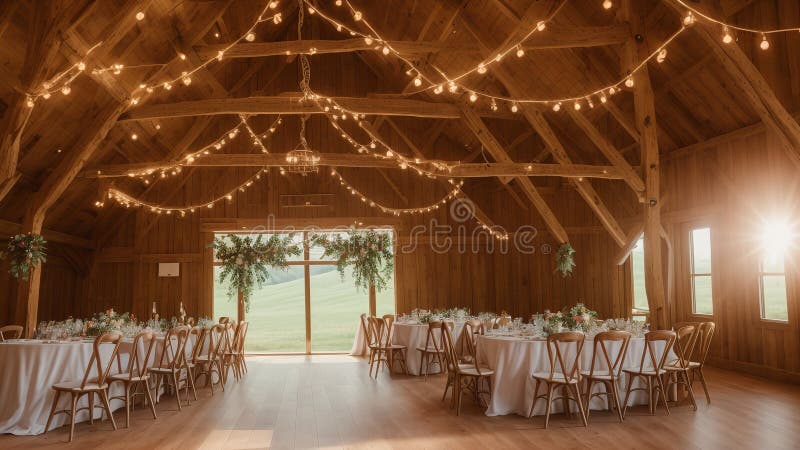 An Inspiring Wedding Reception in a Barn with String Lights AI ...