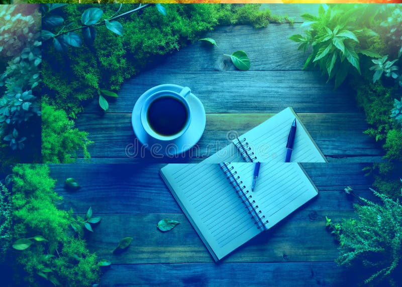 Inspiring Workspace Aerial Perspective of a Vibrant Notebook Amidst a ...