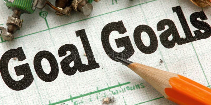 Creative Workspace with Goal Goals Concept Featuring Pencil and Tools ...