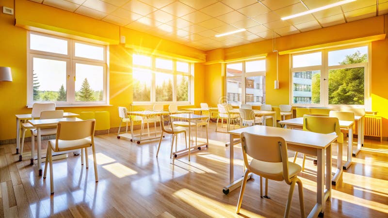Inspiring Yellow Classroom Interior a Bright and Engaging Learning ...