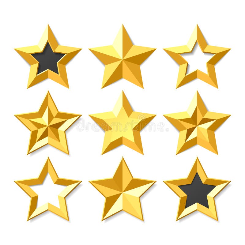Inställda guldstjärnor vektor illustrationer. Illustration av ...